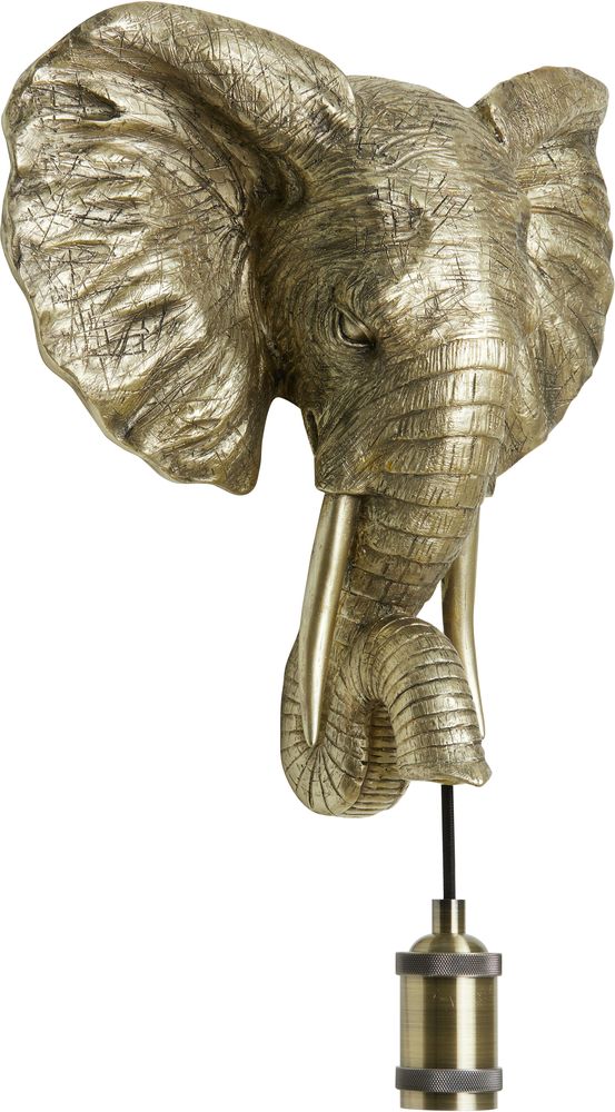 Light and Living Gold Colour Elephant Wall Light | Golden Elephant Head ...